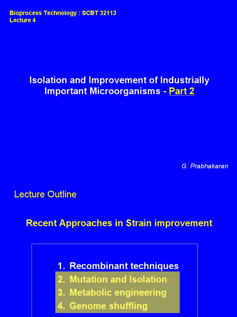 Strain Improvement Techniques for Microorganisms | PDF | Biology ...