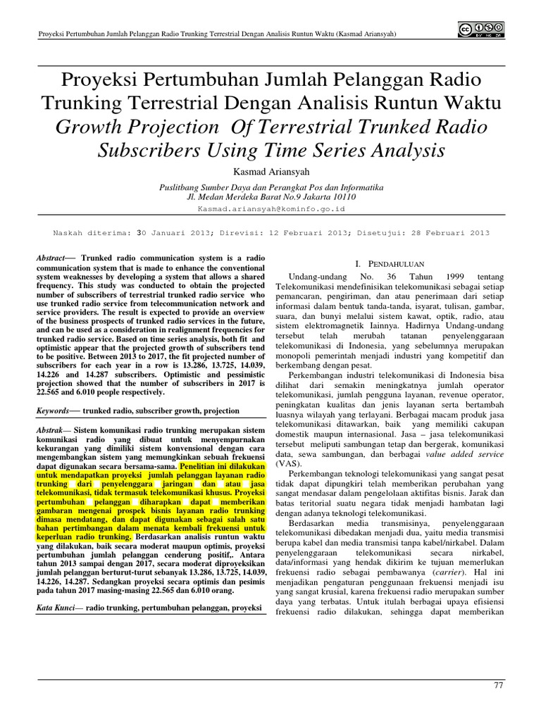 Proyeksi Pertumbuhan Pelanggan Radio Trunking | PDF | Komputer | Teknologi & Rekayasa
