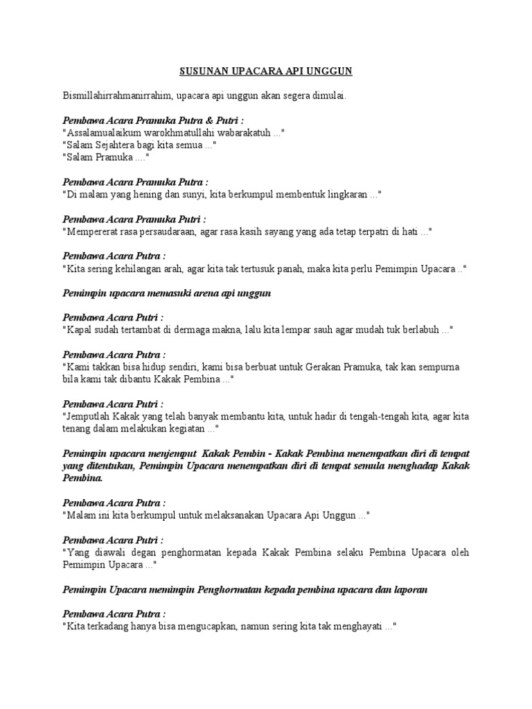 Susunan Upacara API Unggun | PDF