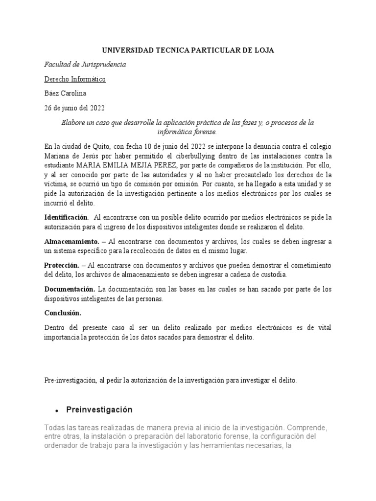 Caso Derecho Informatico | PDF | Ciencias sociales | Informática