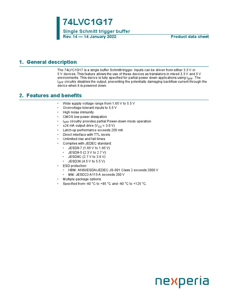 74LVC1G17: 1. General Description | PDF | Manufactured Goods ...