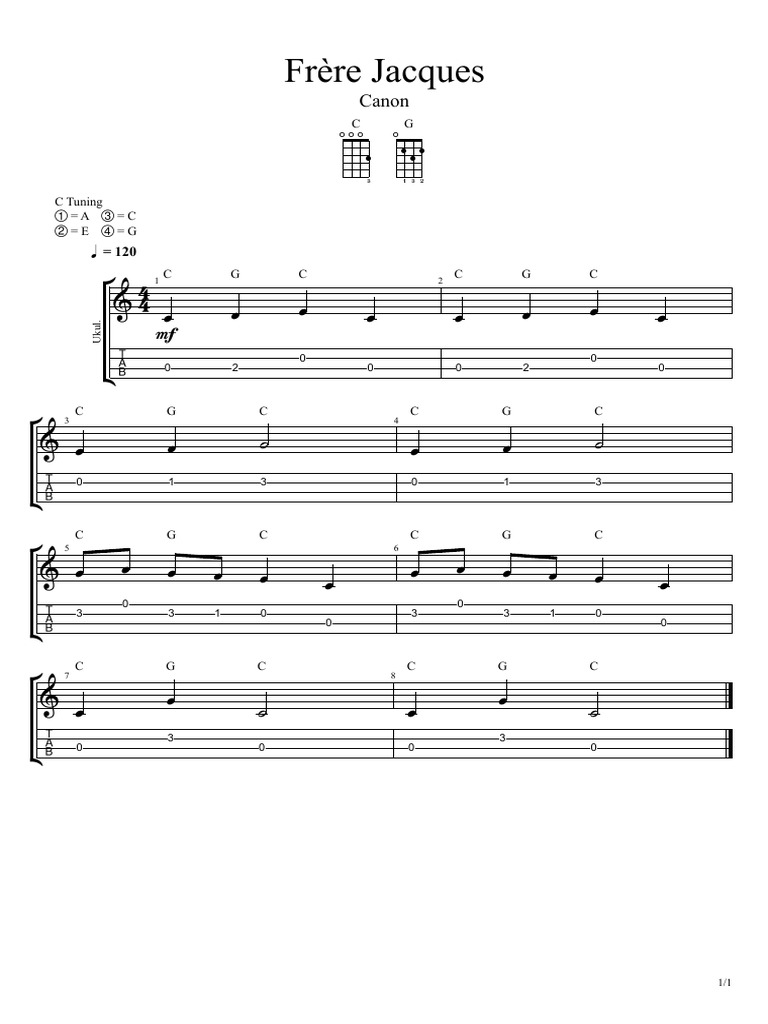 Frere Jacques tab | PDF | French Poetry | French Literature