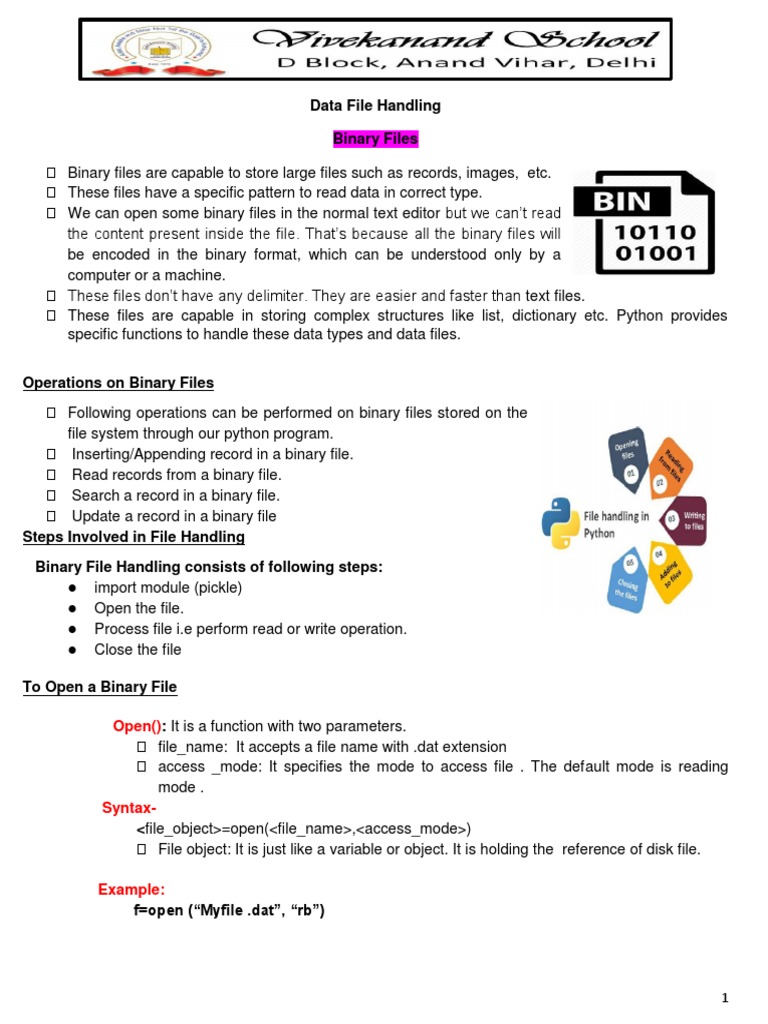 Binary File Notes Pdf Computer File Subroutine