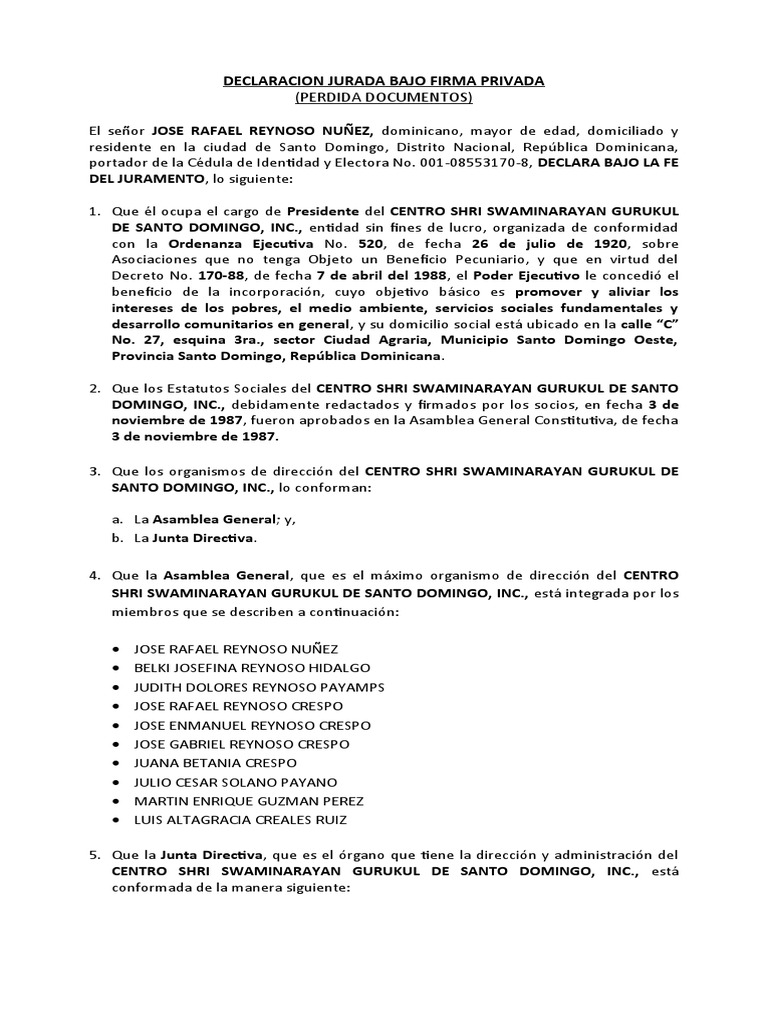 Centro (Declaracion Perdida Documento) | PDF | República Dominicana
