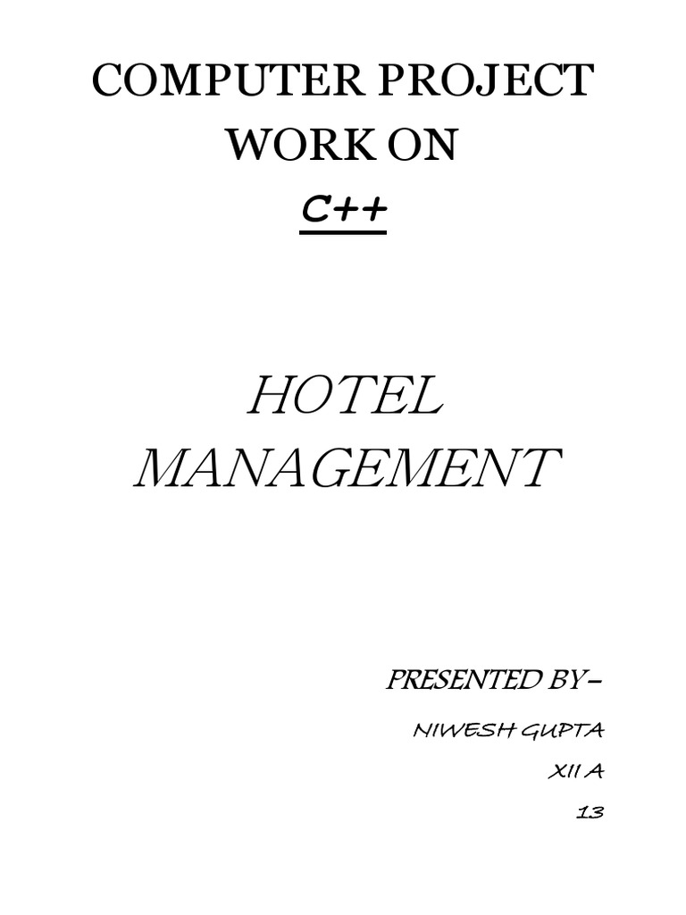 C Project On Hotel Management | PDF | Computing | Object Oriented ...