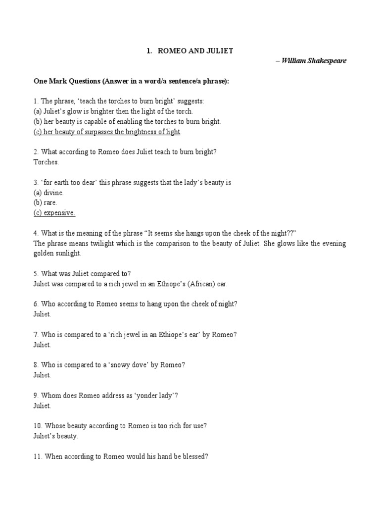 ROMEO AND JULIET- English Notes | PDF | Romeo And Juliet | Characters ...