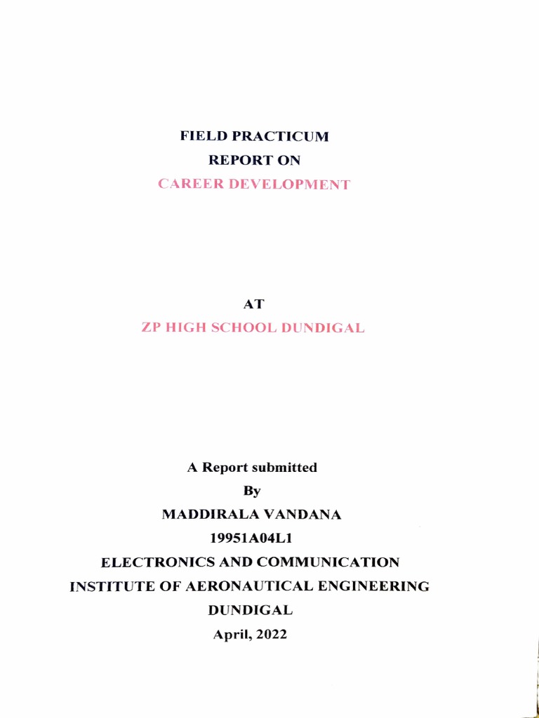 FIELD PRACTICUM REPORT ON CAREER DEVELOPMENT AT ZP HIGH SCHOOL | PDF ...