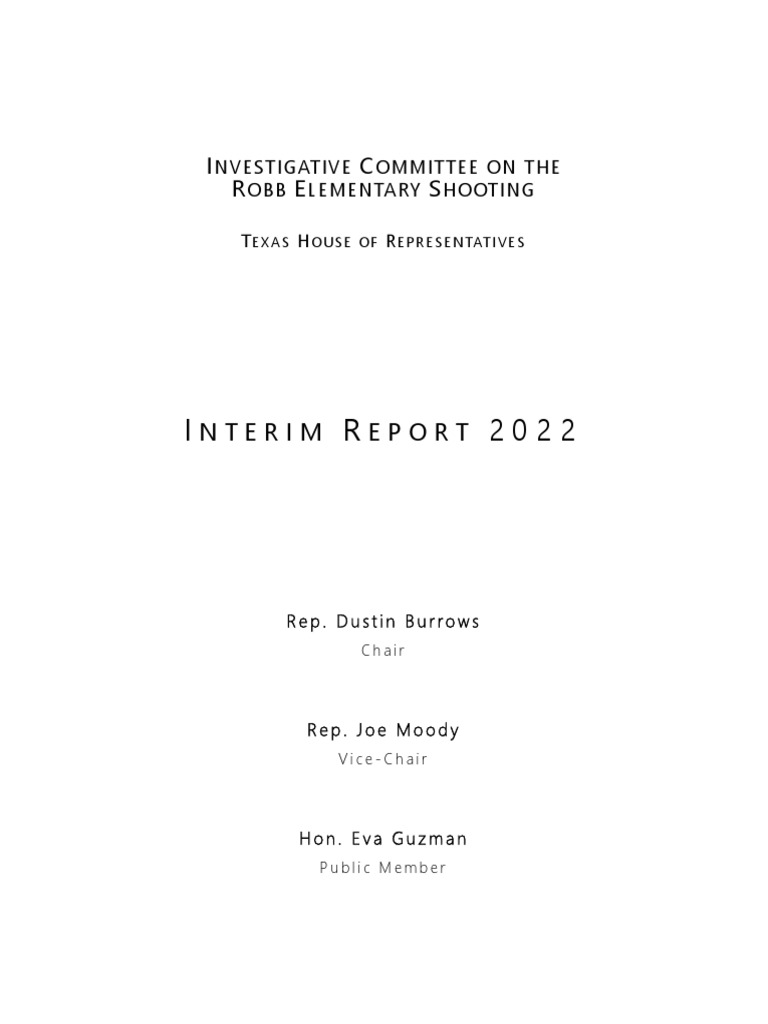 The Robb Elementary Committee Interim Report | PDF | Police | Emergency