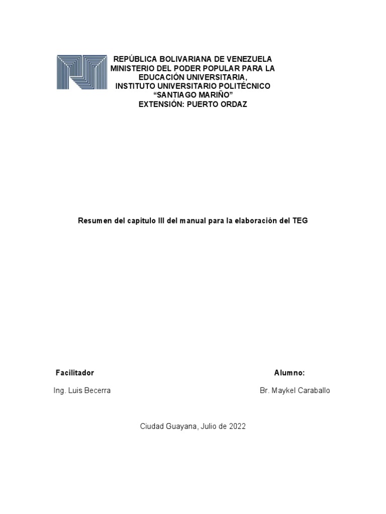 Resumen Del Capitulo III Del TEG | PDF | Diseño | Diseño de la investigación
