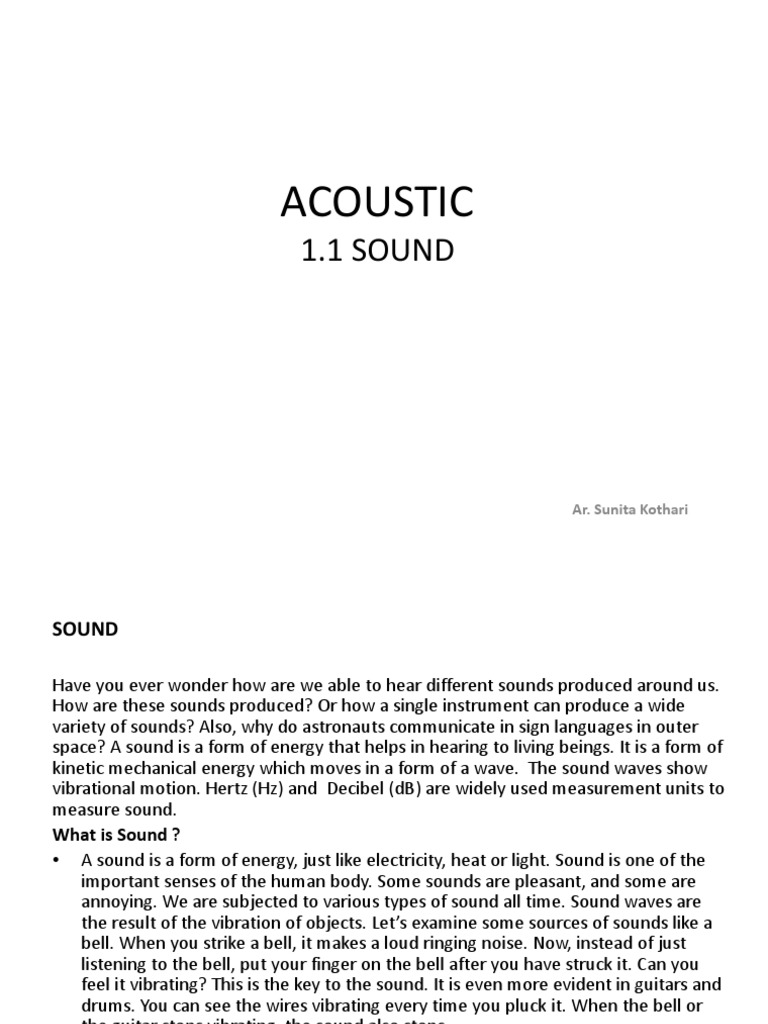 Acoustics 1 (Sound Theory) | PDF | Sound | Waves
