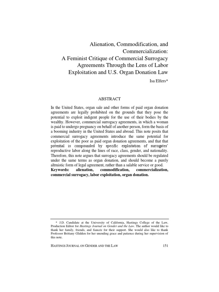 Alienation, Commodification, and Commercialization: A Feminist Critique ...