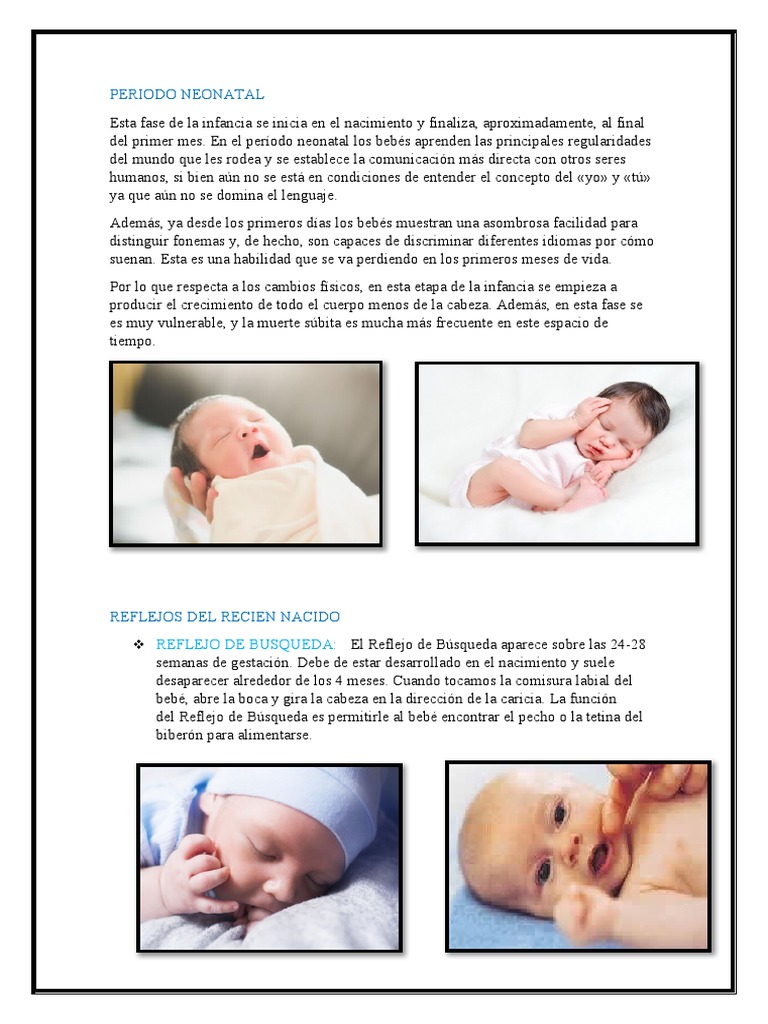 Periodo Neonatal y Reflejos Del Recien Nacido | PDF | Infantes ...