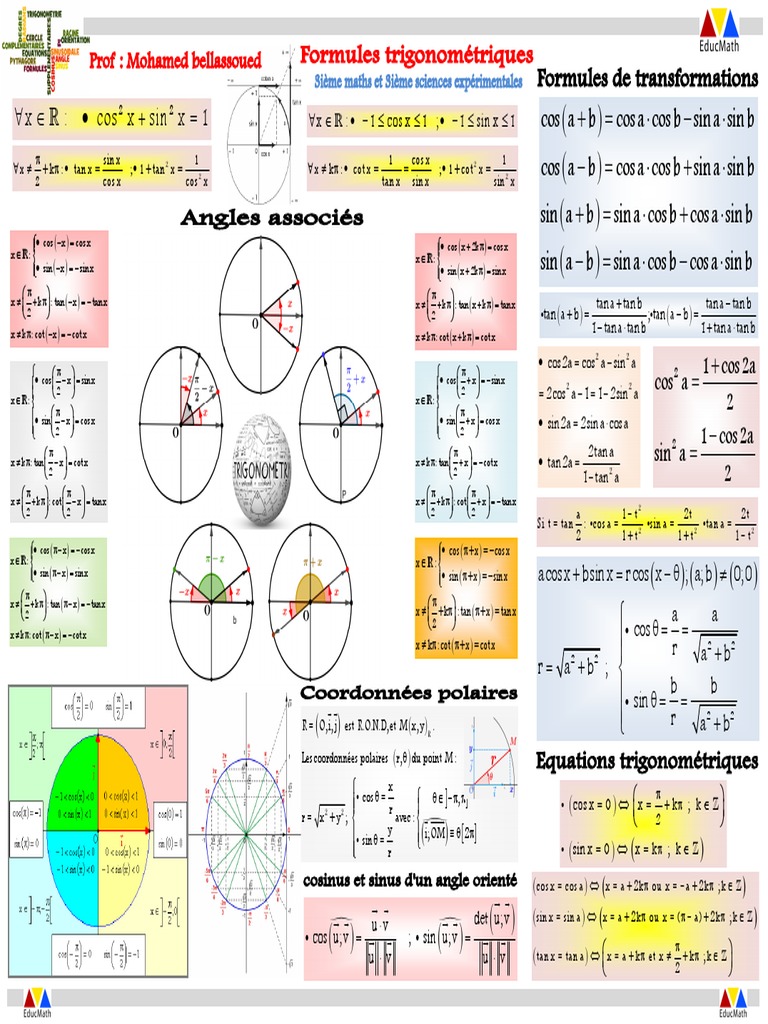 Formulaire Trigonométriques | Download Free PDF | Mathématiques