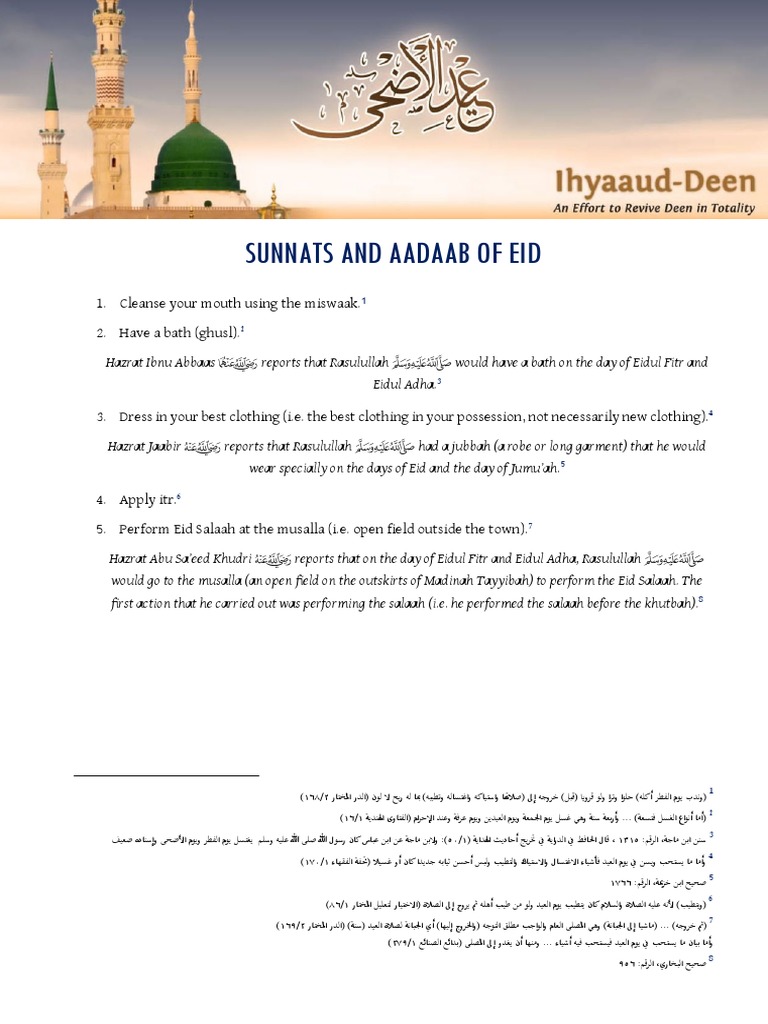 Sunnats and Aadaab of Eid | PDF