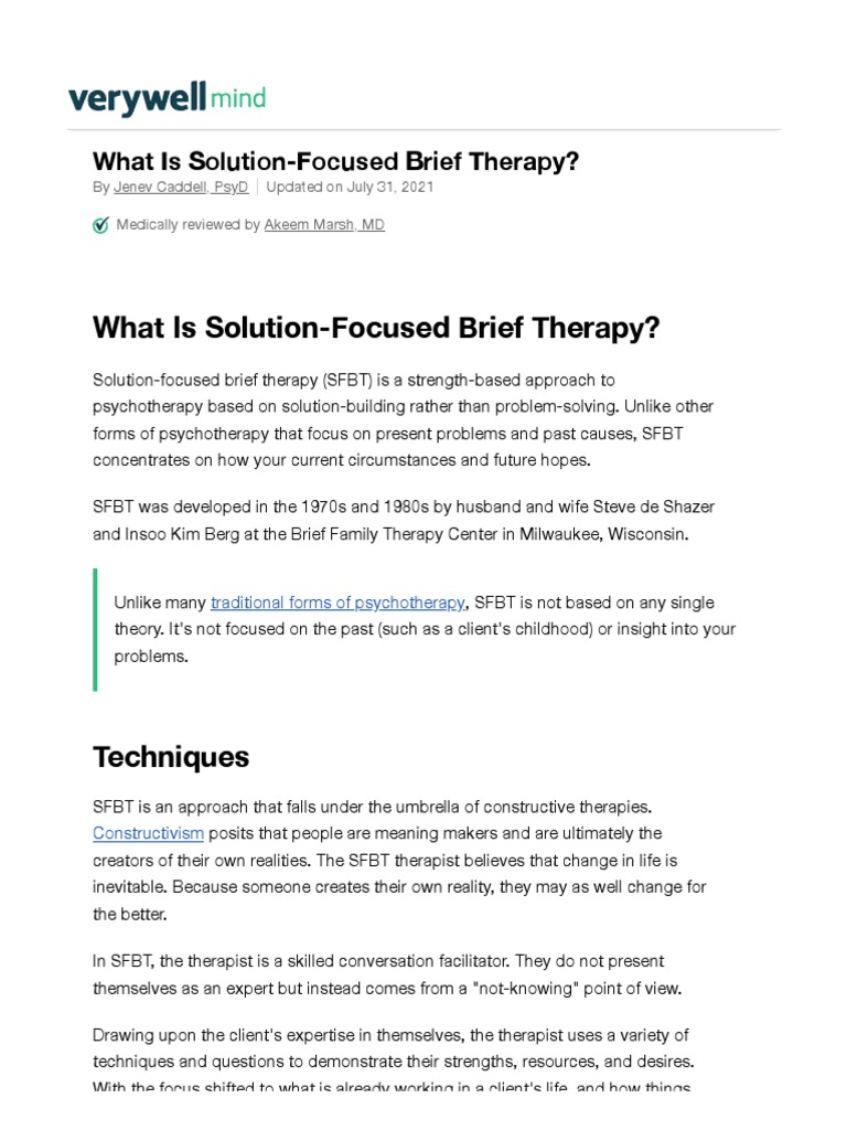 What Is SFBT | PDF