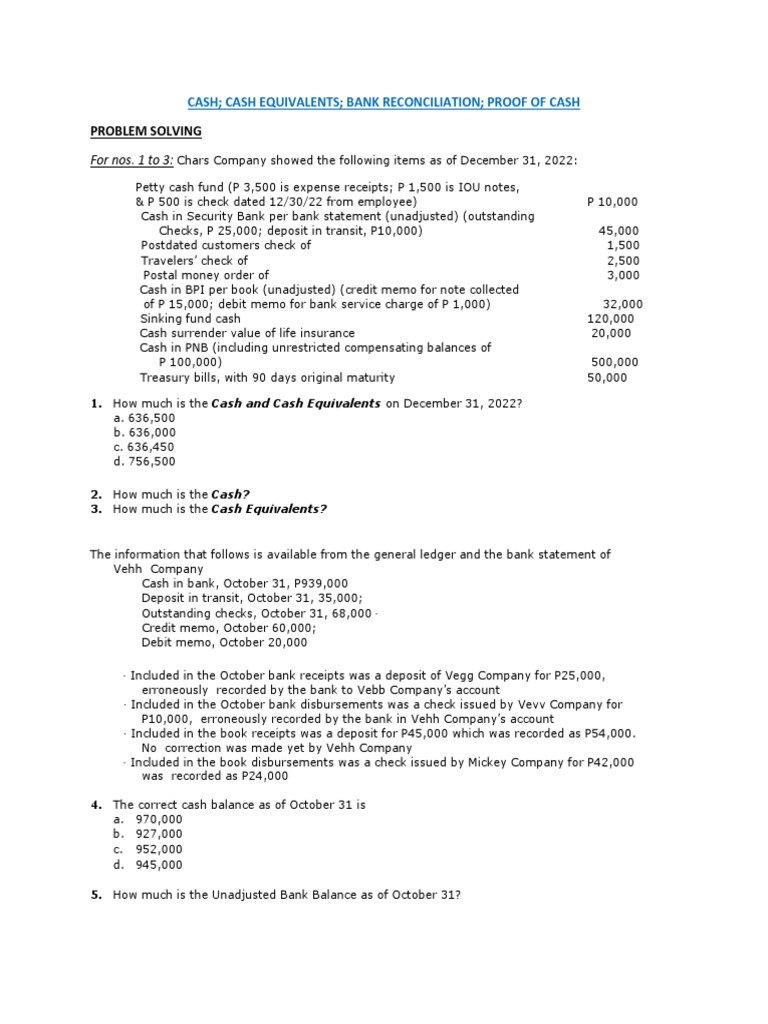 001 Cash Cash Equi Bank Recon and Poc | PDF | Banks | Cheque