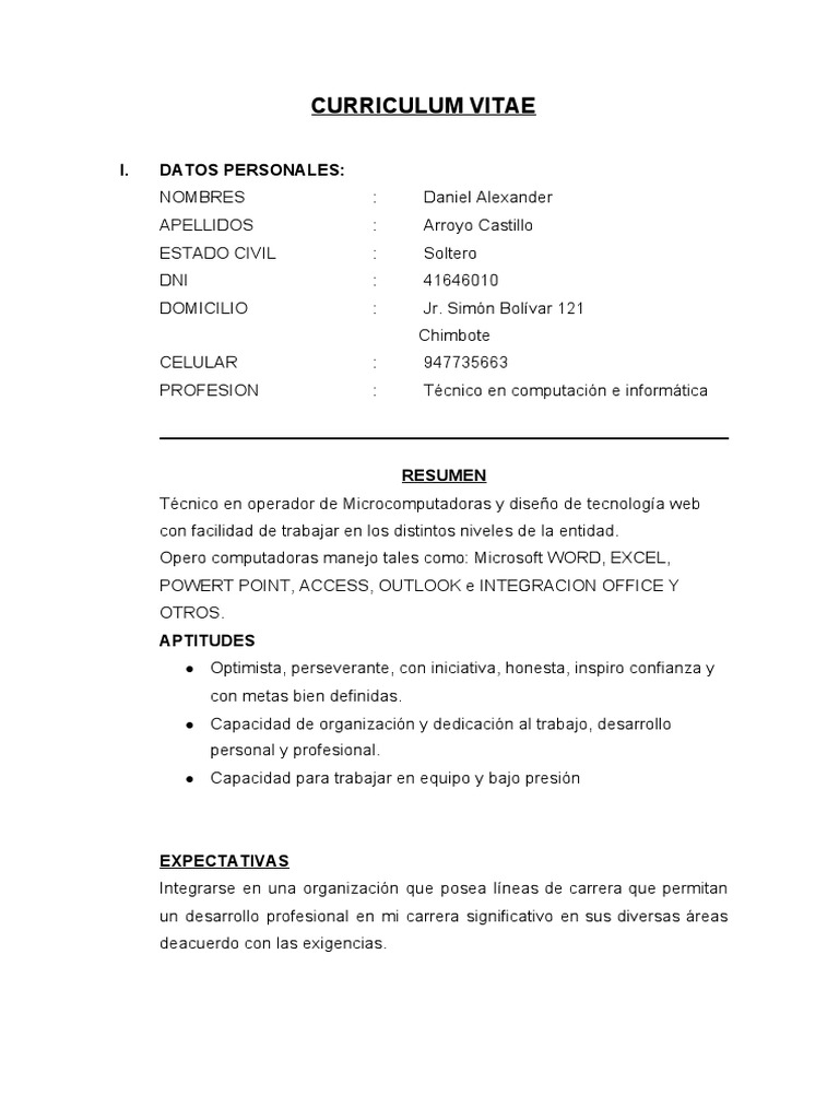 Curriculum Vitae Danny | PDF | Informática