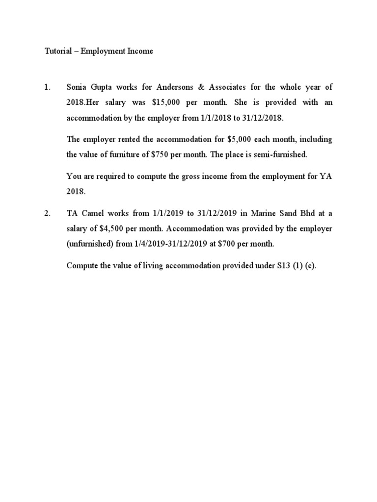 Tutorial - Employment Income | PDF