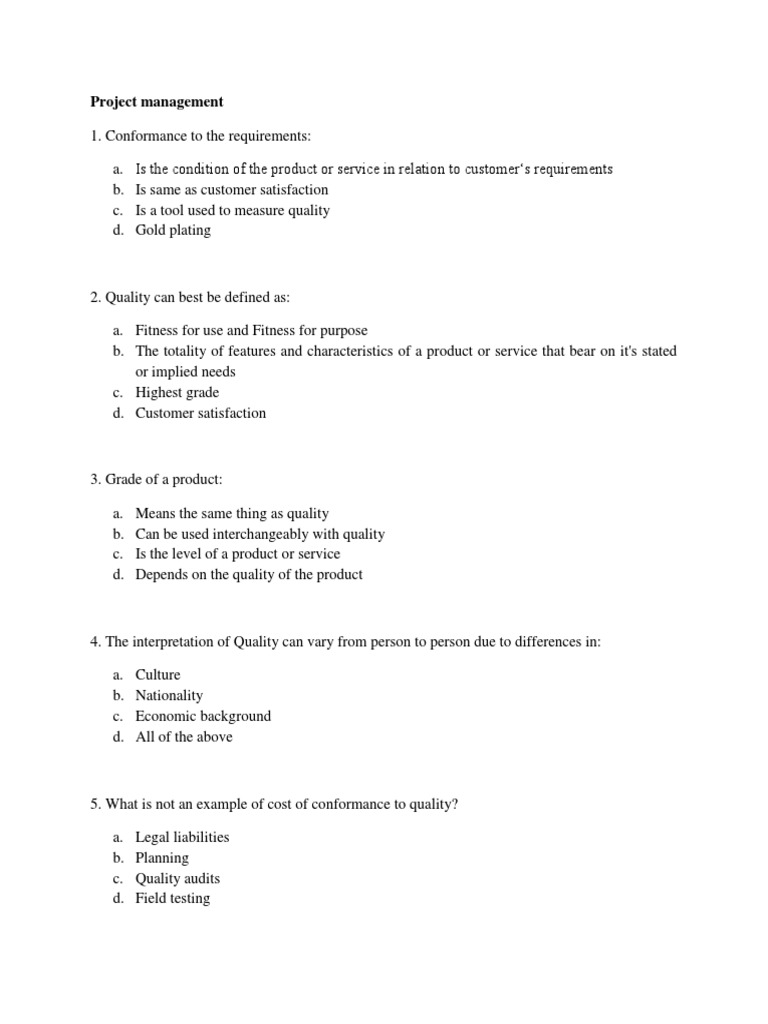 Project Management 1 Conformance To The Requirements | PDF | Software ...