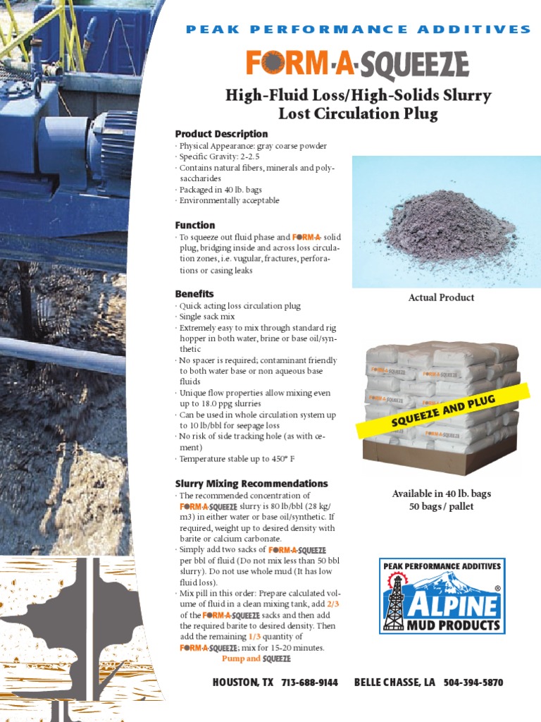 FORM-A-SQUEEZE - Brochure Alpine Mud Products | PDF | Barrel (Unit ...