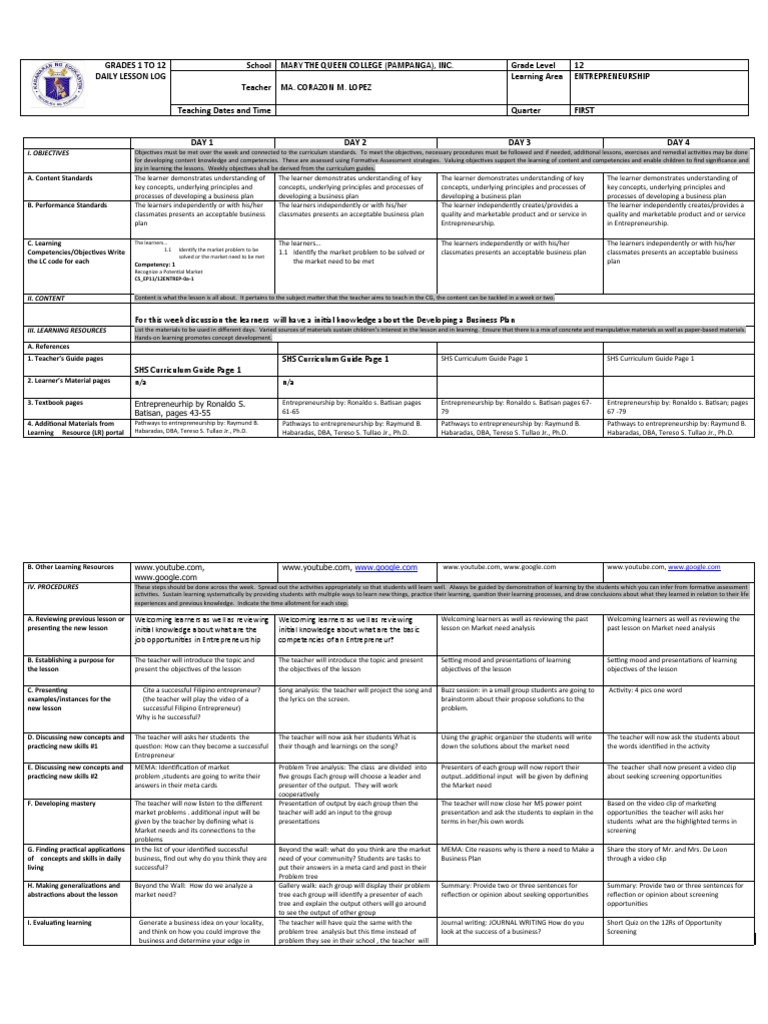 Week 5-6 - Applied Entrep | PDF | Learning | Teaching Method