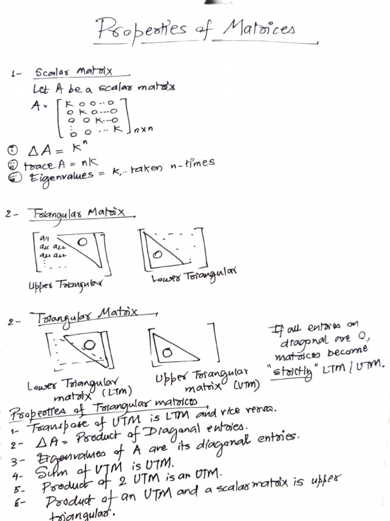 Important Matrices and Their Properties | PDF | Matrix Theory | Linear ...