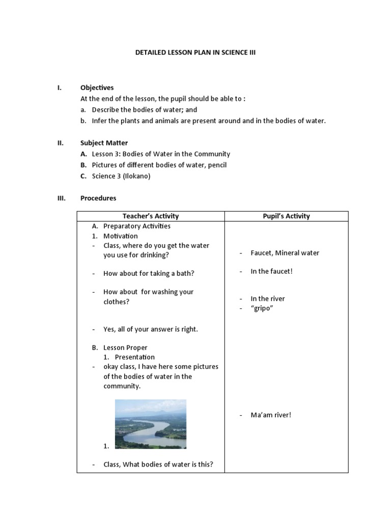 Detailed Lesson Plan in Science Iii | PDF | Water | Lesson Plan