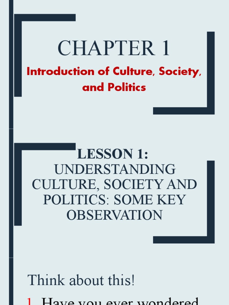 Understanding Culture, Society, and Politics - Introduction | PDF ...