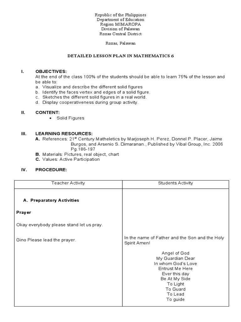 Detailed Lesson Plan in Mathematics Grade 2 | PDF | Rectangle | Shape