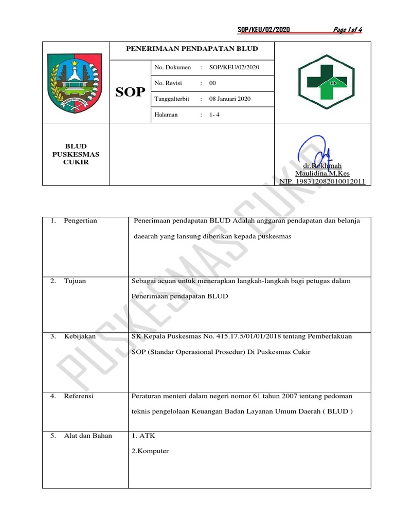 Sop Penerimaan Pendapatan Blud | PDF
