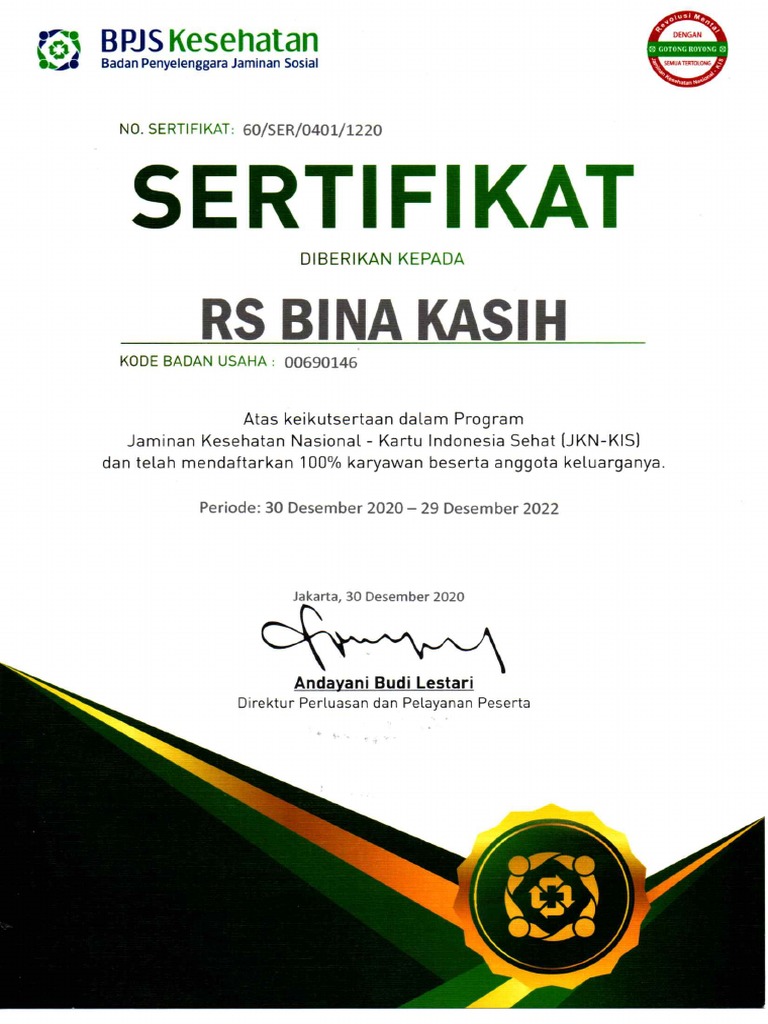 Sertifikat BPJS Kes | PDF