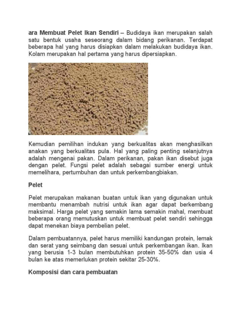 Cara Pembuatan Pelet Ikan | PDF