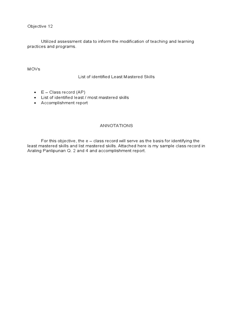 Objective 12 | PDF | Learning | Teachers