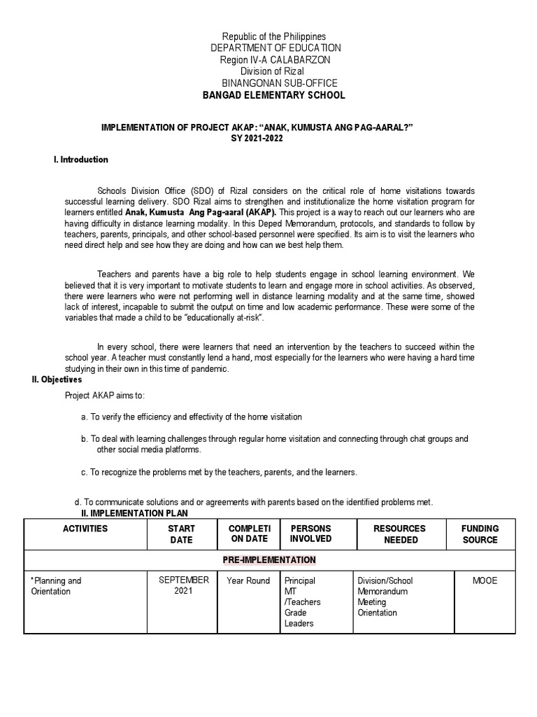 Project Akap Implementation Report Edited Pdf Learning Distance