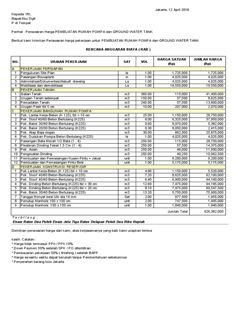 MRT Rab Rumah Pompa Dan GWT Gorontalopdf | PDF