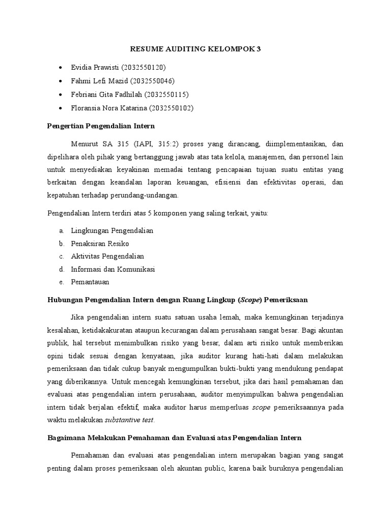 Pengendalian Intern & Audit | PDF