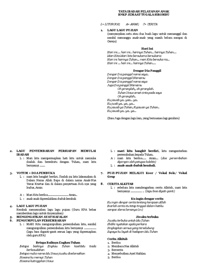 Tata Ibadah Pelayanan Ana1 | PDF