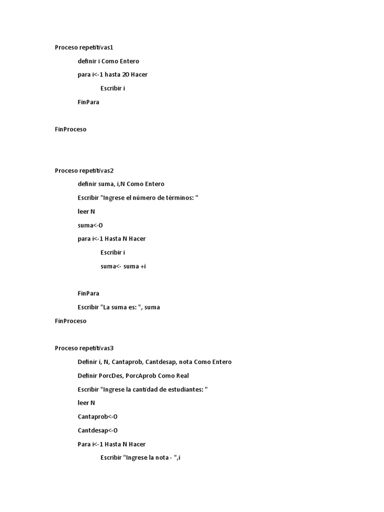 Estructuras Repetitivas Pseint | PDF