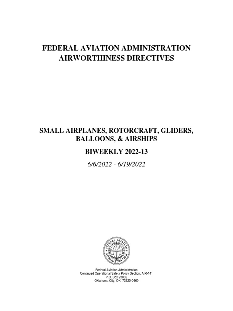 Federal Aviation Administration Airworthiness Directives | PDF ...