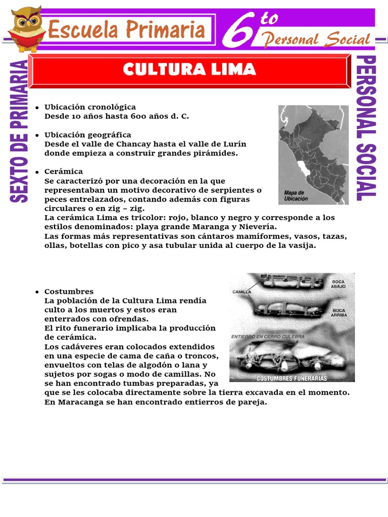 La Cultura Lima para Sexto de Primaria | PDF
