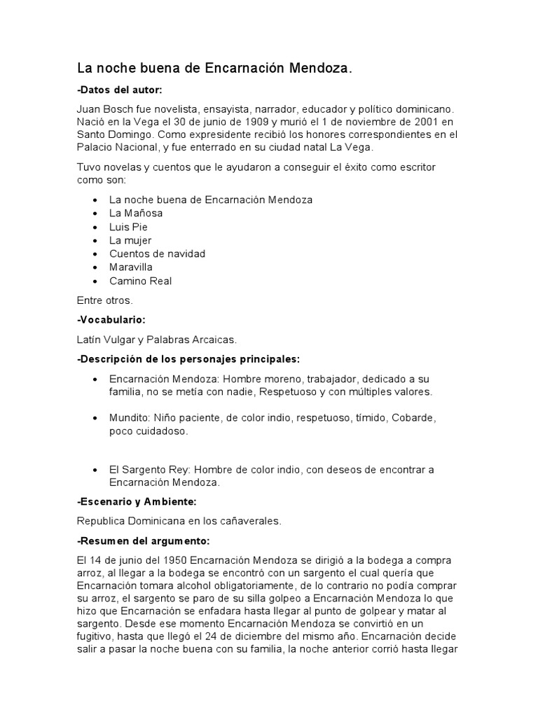 La Noche Buena de Encarnación Mendoza | PDF