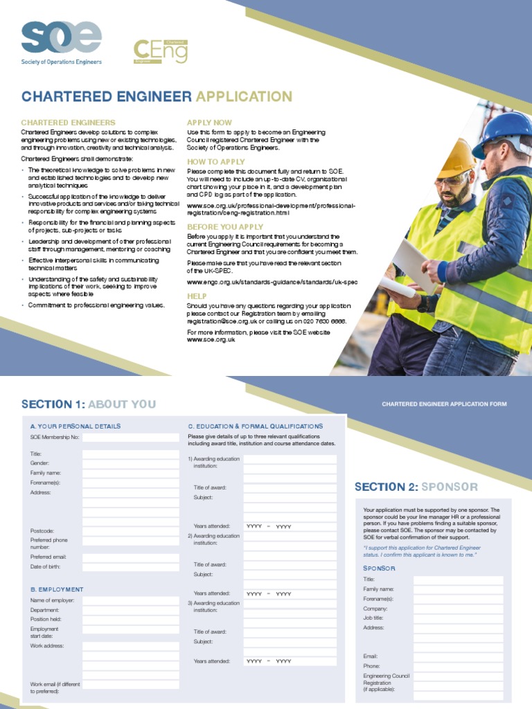 SOE Chartered Engineer Application Form | PDF | Competence (Human ...