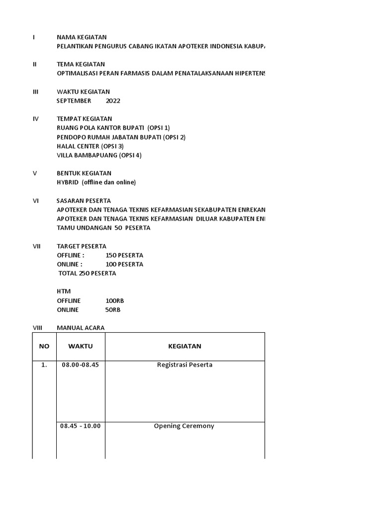 Konsep Acara Dan RAB Seksi Acara | PDF