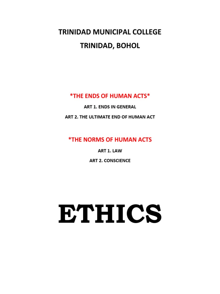 Ethics: Trinidad Municipal College Trinidad, Bohol | PDF | Conscience ...