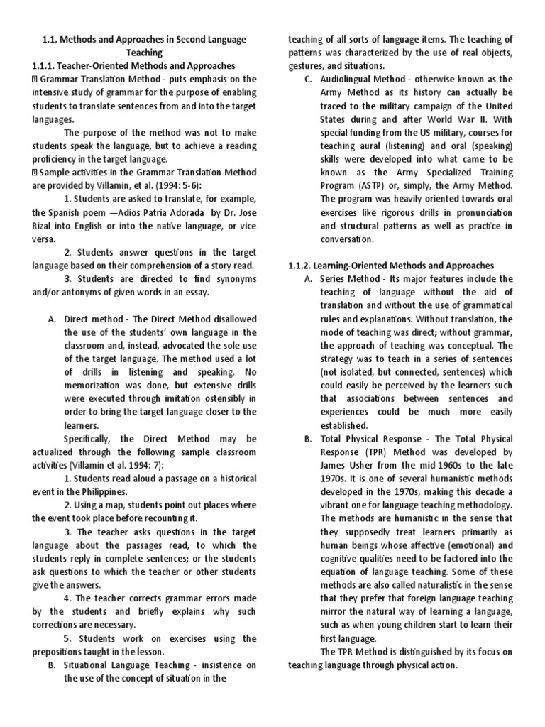 SECOND LANGUAGE TEACHING | PDF | Second Language Acquisition | Teaching ...