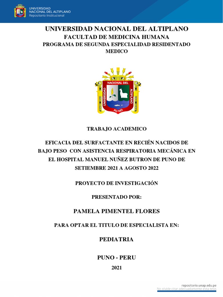 Pimentel - Flores - Pamela Peru Puno | PDF | Parto prematuro | Especialidades Medicas