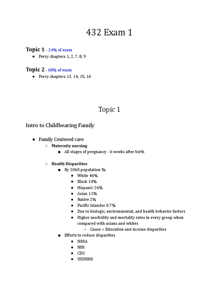 432 Exam 1 Topic 1 Pdf Pregnancy Childbirth