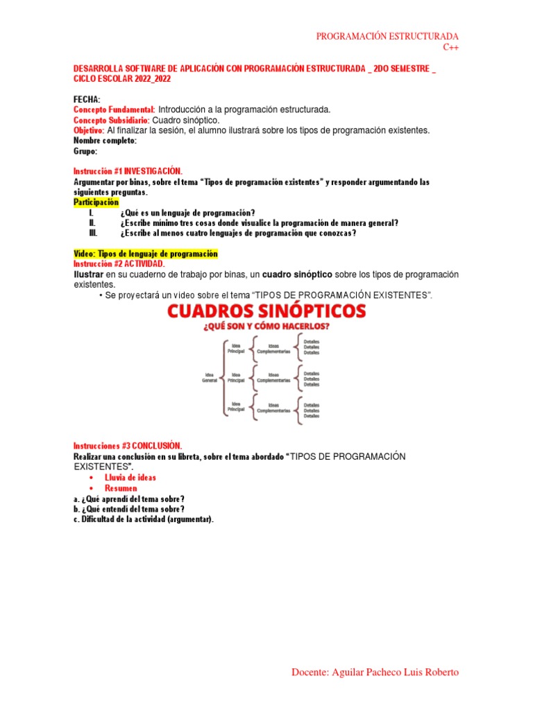 Cuadro de Programación Estructurada | PDF | Programación de ...
