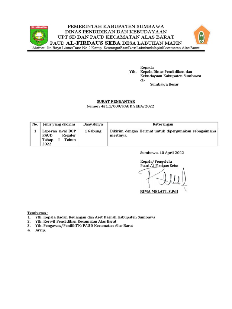 Laporan Awal Bop Paud 2022 I | PDF