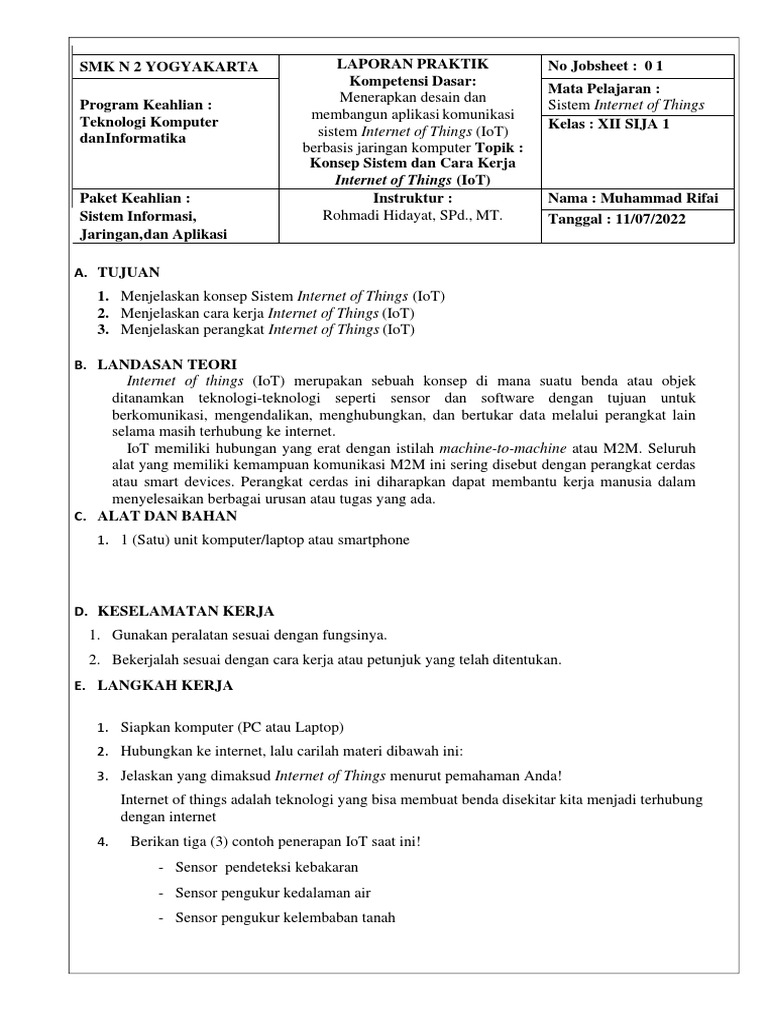 28.muhammad Rifai Jobsheet IOT | PDF | Teknologi & Rekayasa
